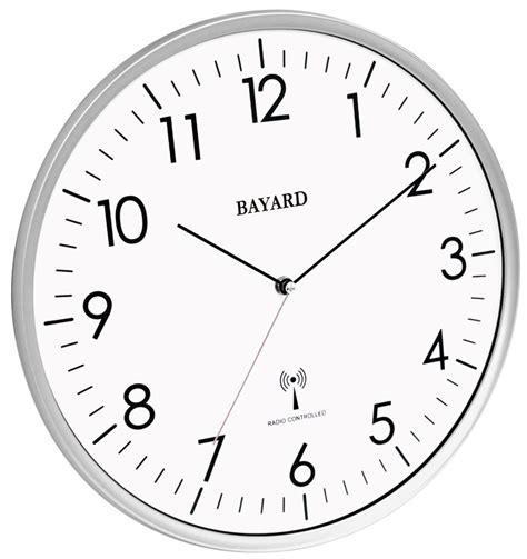 Horloge murale radio pilotée et silencieuse argentée Bayard