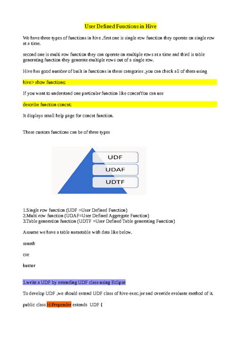 Udf In Hive Hive Part 2 Plus Serde User Defined Functions In Hive