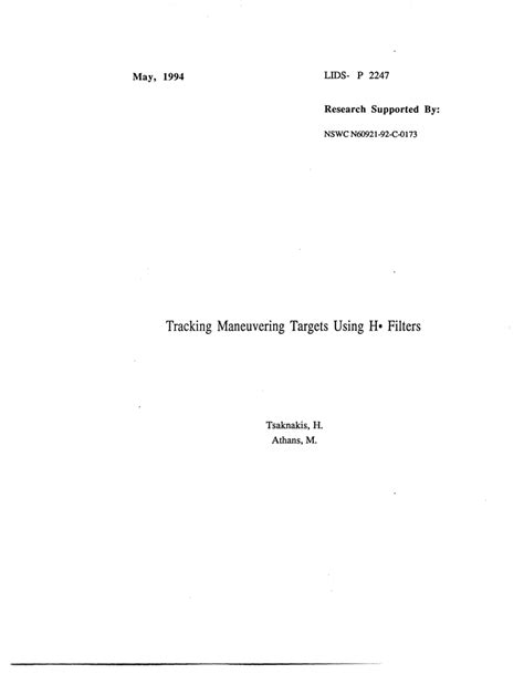 Pdf Tracking Maneuvering Targets Using H∞ Filters