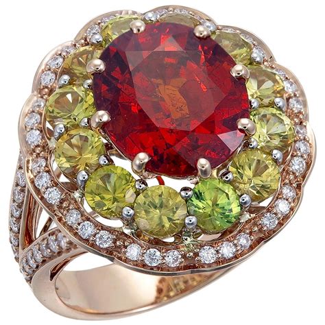 Spessartite Garnet And Diamond Ring At 1stdibs
