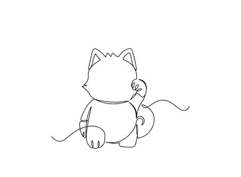 Dessin Au Trait Unique De Chat Illustration Vectorielle Vecteur Premium