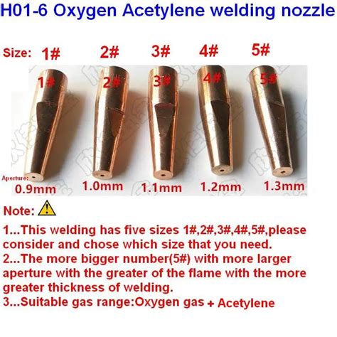 5pcs Lot H01 6 Oxygen Acetylene Welding Nozzle Welding Tip Sizes Of 1 2 3 4 5 For H01 6