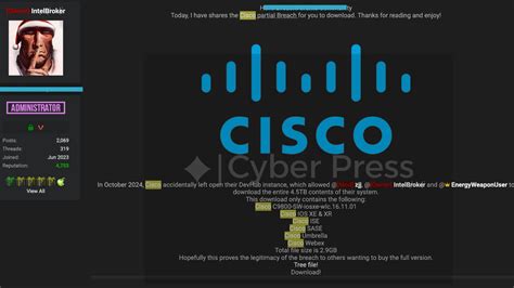 Cisco Data Breach Intel Broker Group Stolen 4 5tb Of Data