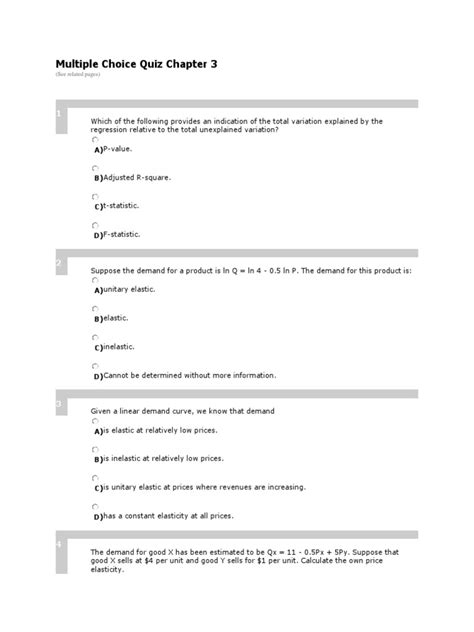 Multiple Choice Quiz Chapter 3 4 Pdf Elasticity Economics Price