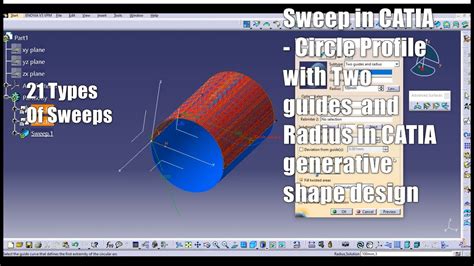 Sweep in CATIA - Circle Profile with Two guides and Radius in CATIA ...