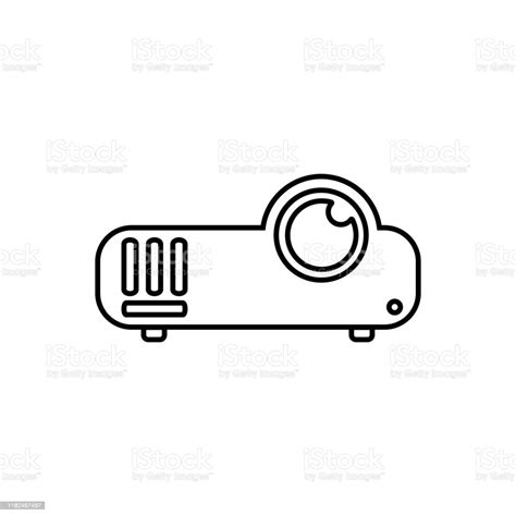 프리젠 테이션 영화 영화 미디어 프로젝터 벡터 일러스트 간단한 현대 라인 아이콘 기호 그림 그림 디자인 0명에 대한 스톡 벡터