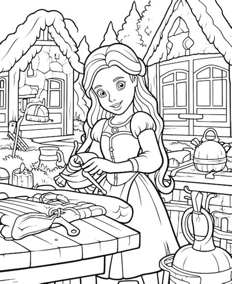 Premium Ai Image A Cartoon Scene Of A Girl Cooking In A Kitchen