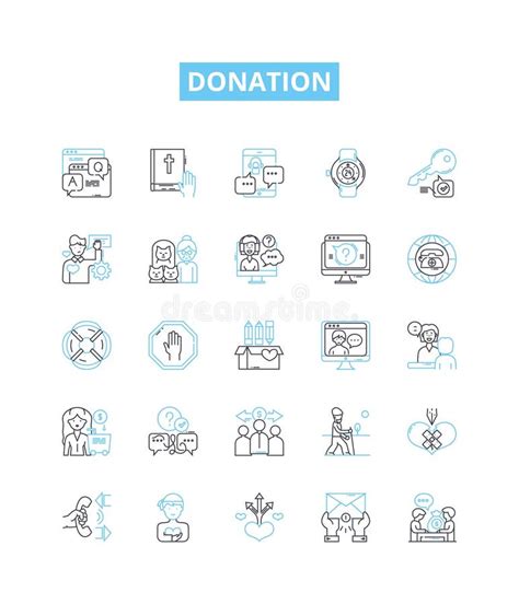 Conjunto De Iconos De Línea Vectorial De Donación Esquema De
