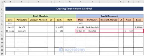 How To Create Three Column Cash Book In Excel Exceldemy