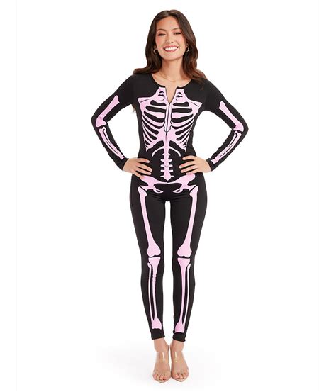 Pink Skeleton Bodysuit Costume Womens Halloween Outfits Tipsy Elves