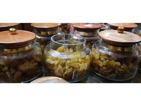 11 X 6 Inch Set Of 2 Glass Air Tight Jar With Wooden Lid For Dry