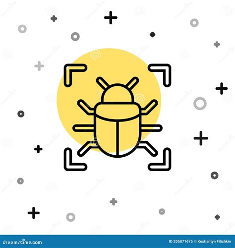 Black Line System Bug Concept Icon Isolated On White Background Code