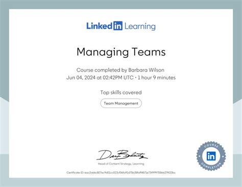Barbara Wilson On Linkedin Certificate Of Completion