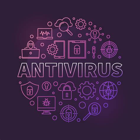 Vector Antivirus Redondo Concepto Colorido Ilustración De Línea Delgada