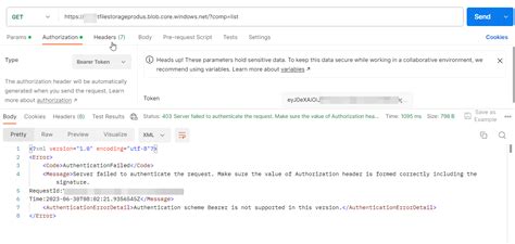 Postman What Are The Parameters To Be Passed In This Azure Storage Account Containers Rest Api