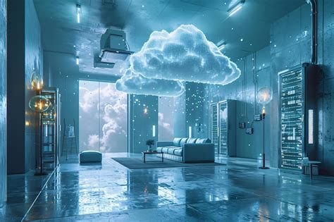 Premium Photo Data Cloud Storage And Transmission Cloud In The Server Room