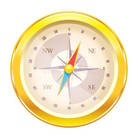 Compass Gold On White Background Isolated Object Abstract Stock