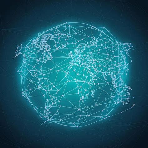 Conexiones De Red Global Con Puntos Y Líneas De Fondo De Wireframe