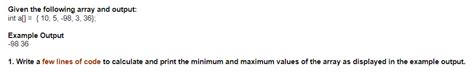 Solved Given The Following Array And Output Int A Chegg