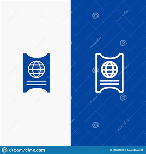 Pass Passport Ticket Hotel Line And Glyph Solid Icon Blue Banner