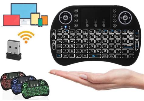 Backlit Mini Wireless Keyboard With Touchpad Mouse Combo Qwerty Keypad Rechargeable Handheld