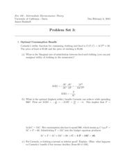 Problem Set Solutions Ecn Intermediate Microeconomic Theory University Of California