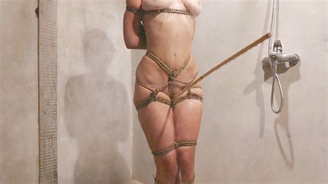 Unfortunale Girl Moaning While Standing In The Shower Shibari