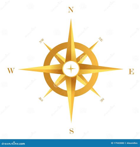 Gold Compass Rose World Map Cartoon Vector 5084271