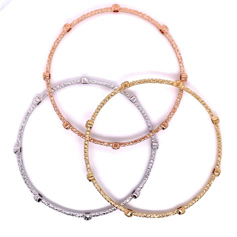 14k Tri Gold White Yellow And Rose Gold Round Cut Diamond Stackable