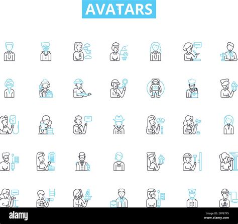 Avatars Linear Icons Set Virtual Character Online Representation