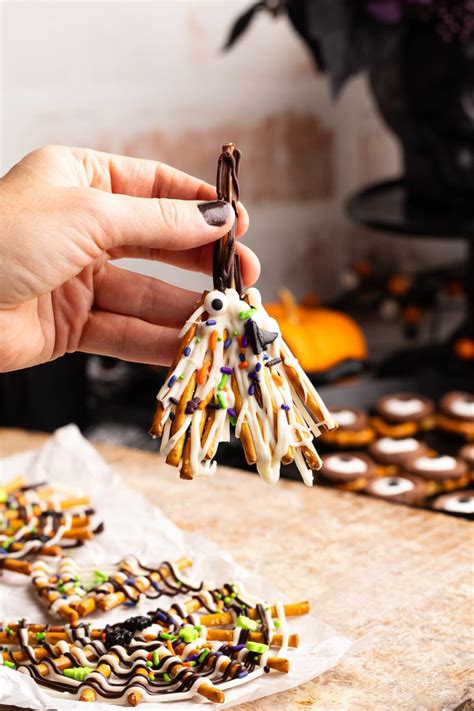 Halloween Pretzel Treats Spiderwebs Broomsticks And Eyes