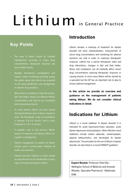 Lithium Prescribing And Monitoring In Clinical Practice