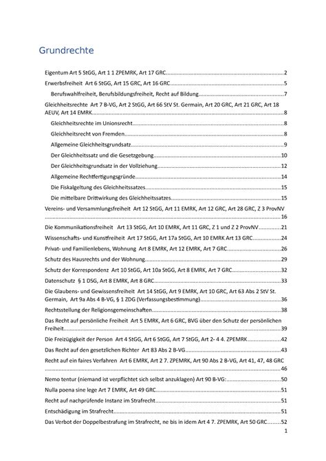 Grundrechte Übersicht Grundrechte Eigentum Art 5 StGG Art 1 1