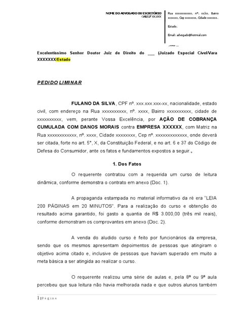 Inicial Consumidor Danos Morais Propaganda Enganosa Pdf Indenização