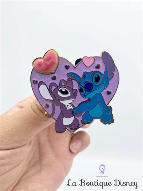 Pins Coeur Stitch Et Angel Disneyland Paris Disney Rose Violet Bleu