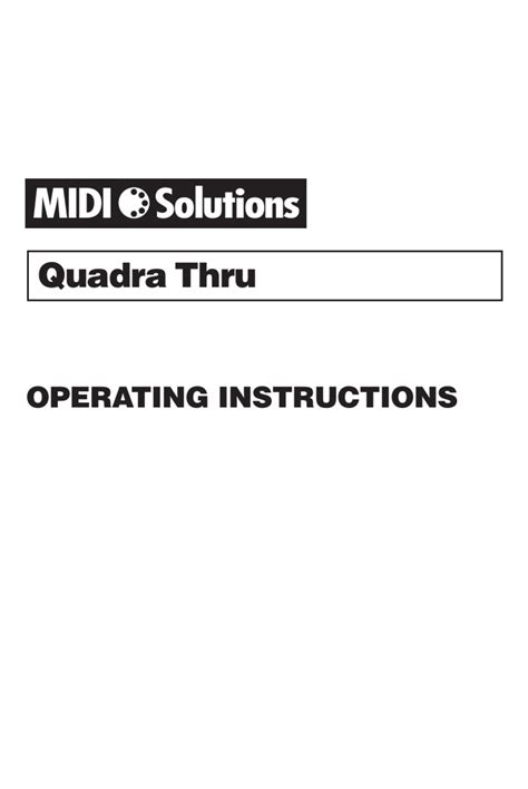 MIDI SOLUTIONS QUADRA THRU OPERATING INSTRUCTIONS Pdf Download ManualsLib