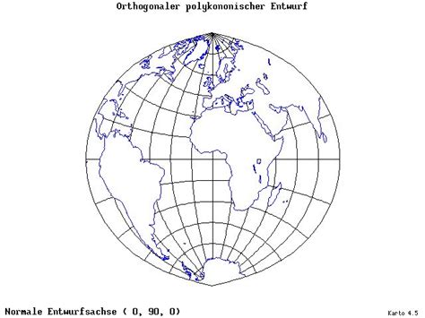 Polyconic Projection Map 0°e 90°n
