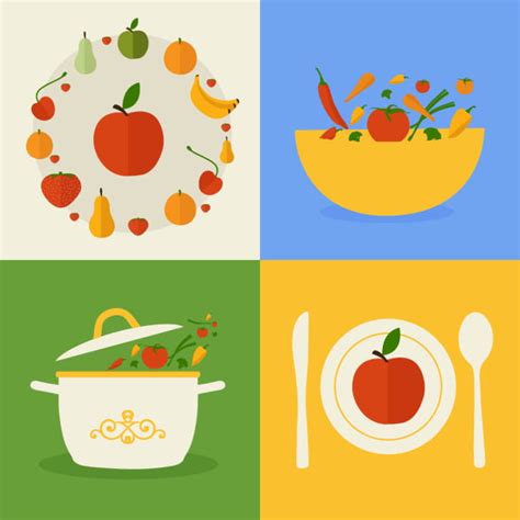 음식 플랫 디자인 컨셉 아이콘 Ai Eps Uidownload