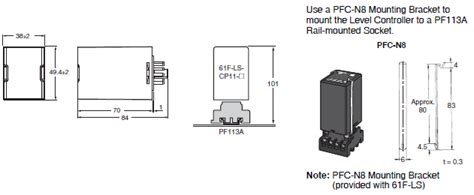 F LS Floatless Level Switch Compact Plug In Type Dimensions OMRON Industrial Automation