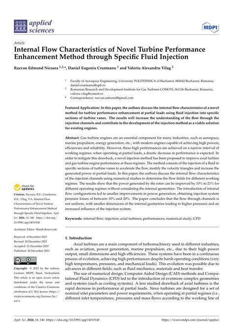 Pdf Internal Flow Characteristics Of Novel Turbine Performance Enhancement Method Through