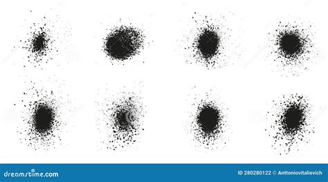 Spray, Spatter and Grunge Effect. Circle Dots, Grain Texture. Black Round Brush Splatter Stock ...