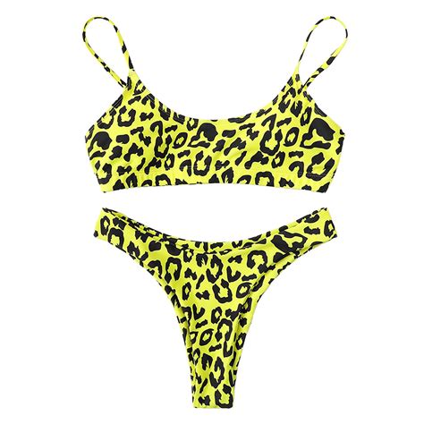 Wholesale Oem Leopard Print Sports Bra Supplier Womens Bathing Suits Spaghetti Strap Leopard