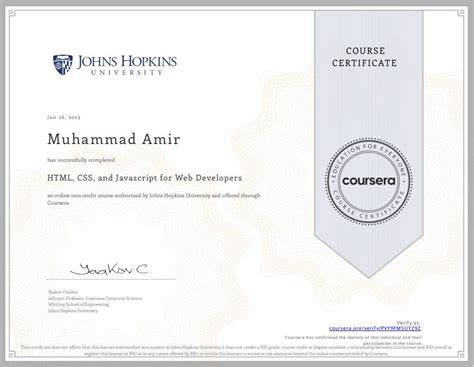 Muhammad Aamir On Linkedin Html Css Js Coursera Johnhopkinsuniversity