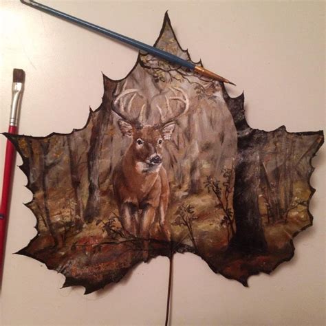 Живопись на кленовых листьях Блог Кристи КОНТ Искусство при помощи листьев Картины с