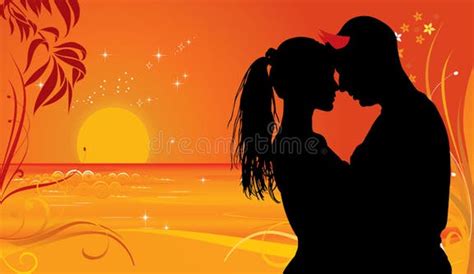 Sunset Evil In Love Stock Vector Illustration Of Silhouette 46215958