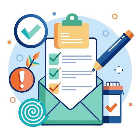 Lista De Verificação Num Envelope Com Uma Marca De Verificação A Lápis