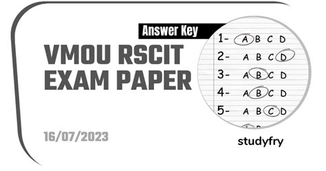 Vmou Rscit Question Paper 16 July 2023 Answer Key Studyfry
