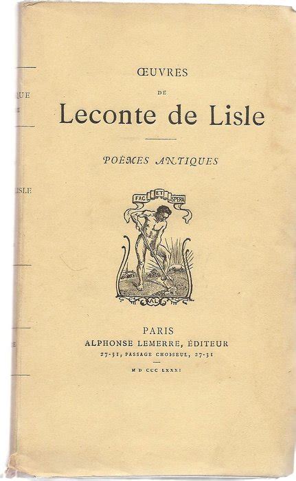 Oeuvres de Leconte de Lisle Poèmes Antiques 1881 Catawiki