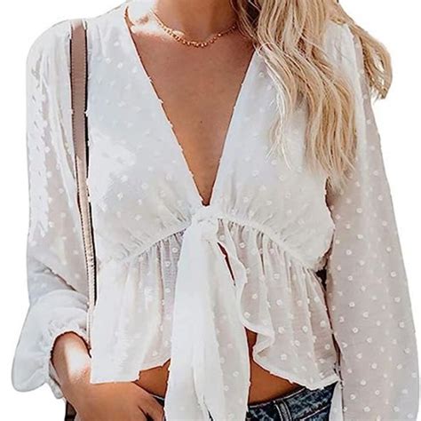 Womens Open Front Tie Knot Crop Top In 2024 Casual Summer Outfits
