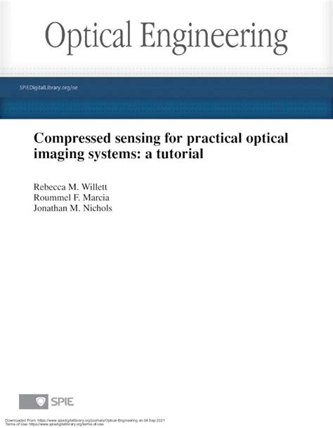 Pdf Compressed Sensing For Practical Optical Imaging Systems A Tutorial Dokumentips